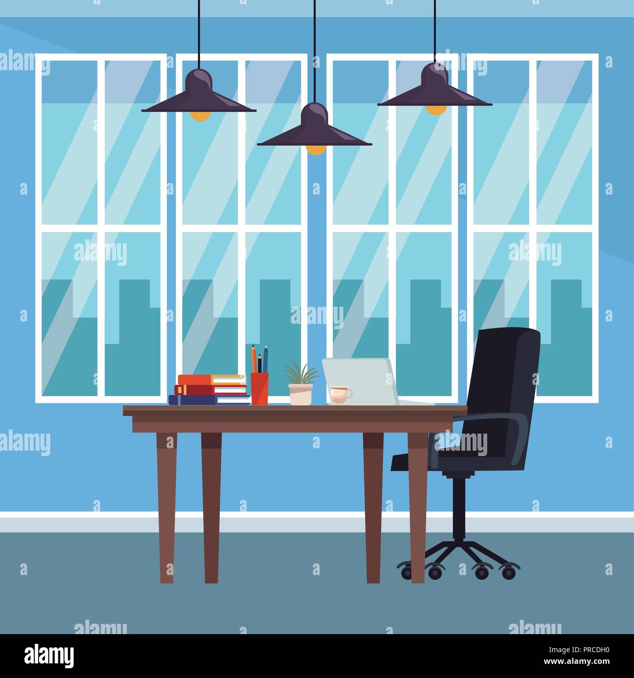 Office interior scenery Stock Vector Image & Art - Alamy
