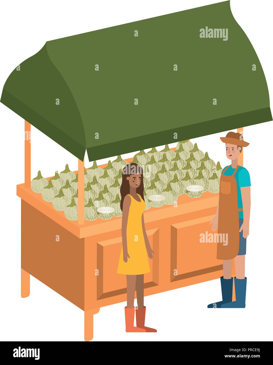 couple in store kiosk with vegetables avatar character Stock Vector ...