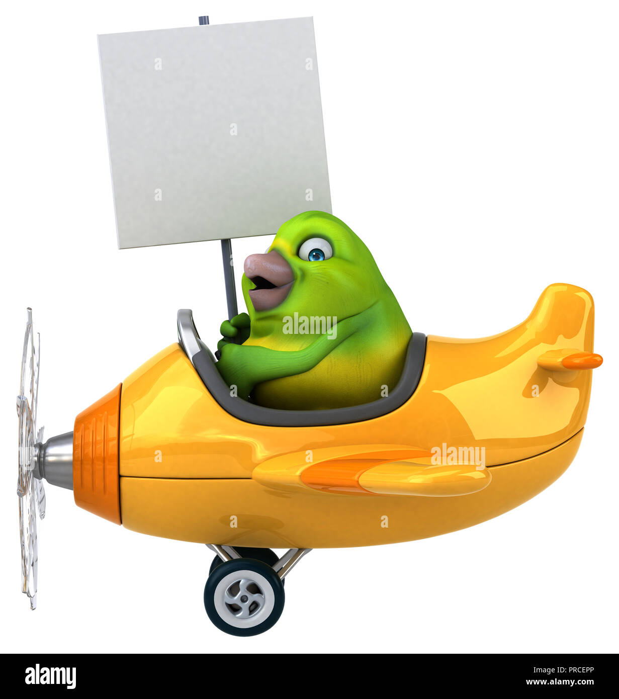 Fun green bird - 3D Illustration Stock Photo - Alamy