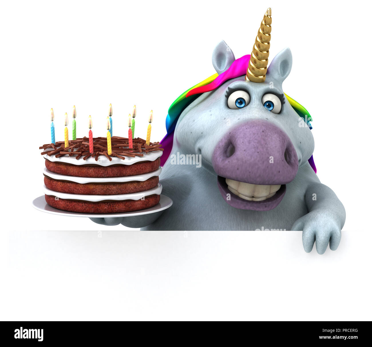 Fun unicorn - 3D Illustration Stock Photo - Alamy