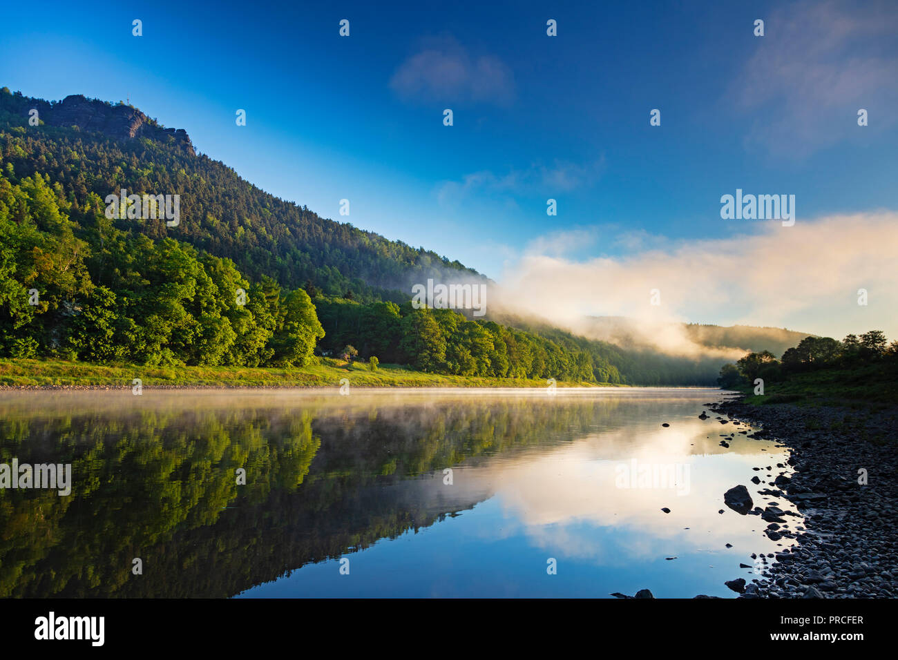 Europe, Germany, Saxony, Konigstein, river Elbe at dawn Stock Photo - Alamy
