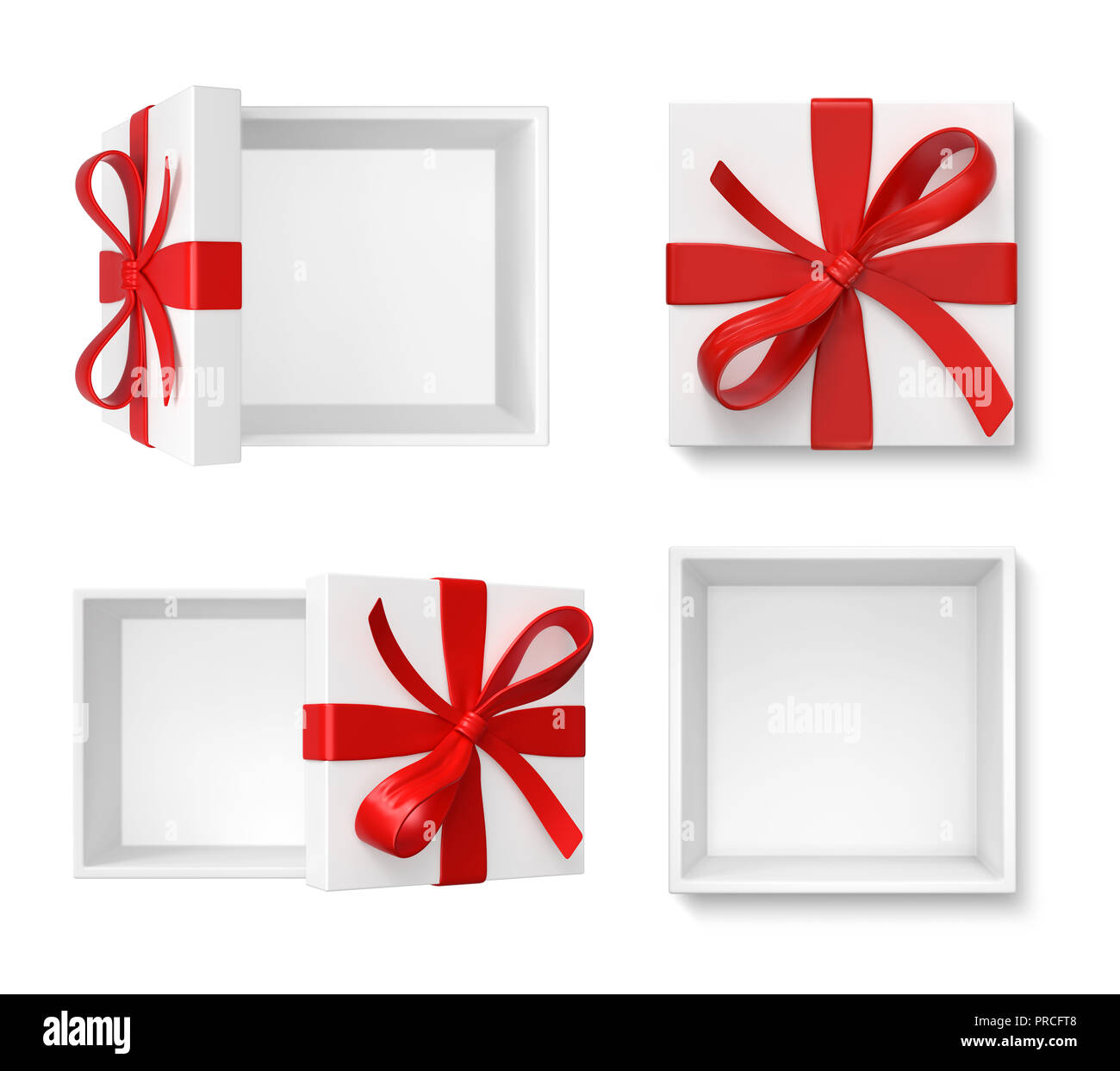 White open empty gift box mockup set Cut Out Stock Images & Pictures ...