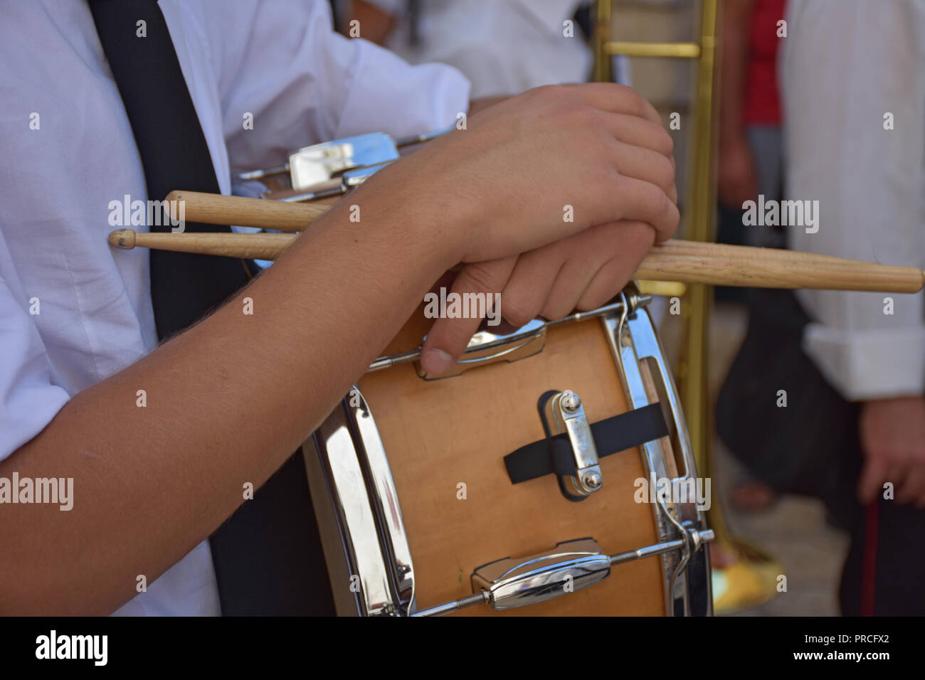 Drum band player for the patronal feast Stock Photo - Alamy