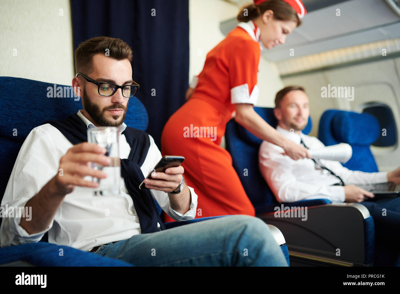 First Class Section in Plane Stock Photo - Alamy