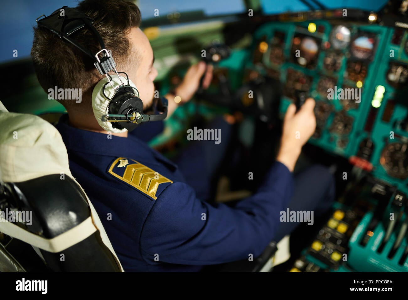 Pilot in Airplane Stock Photo - Alamy