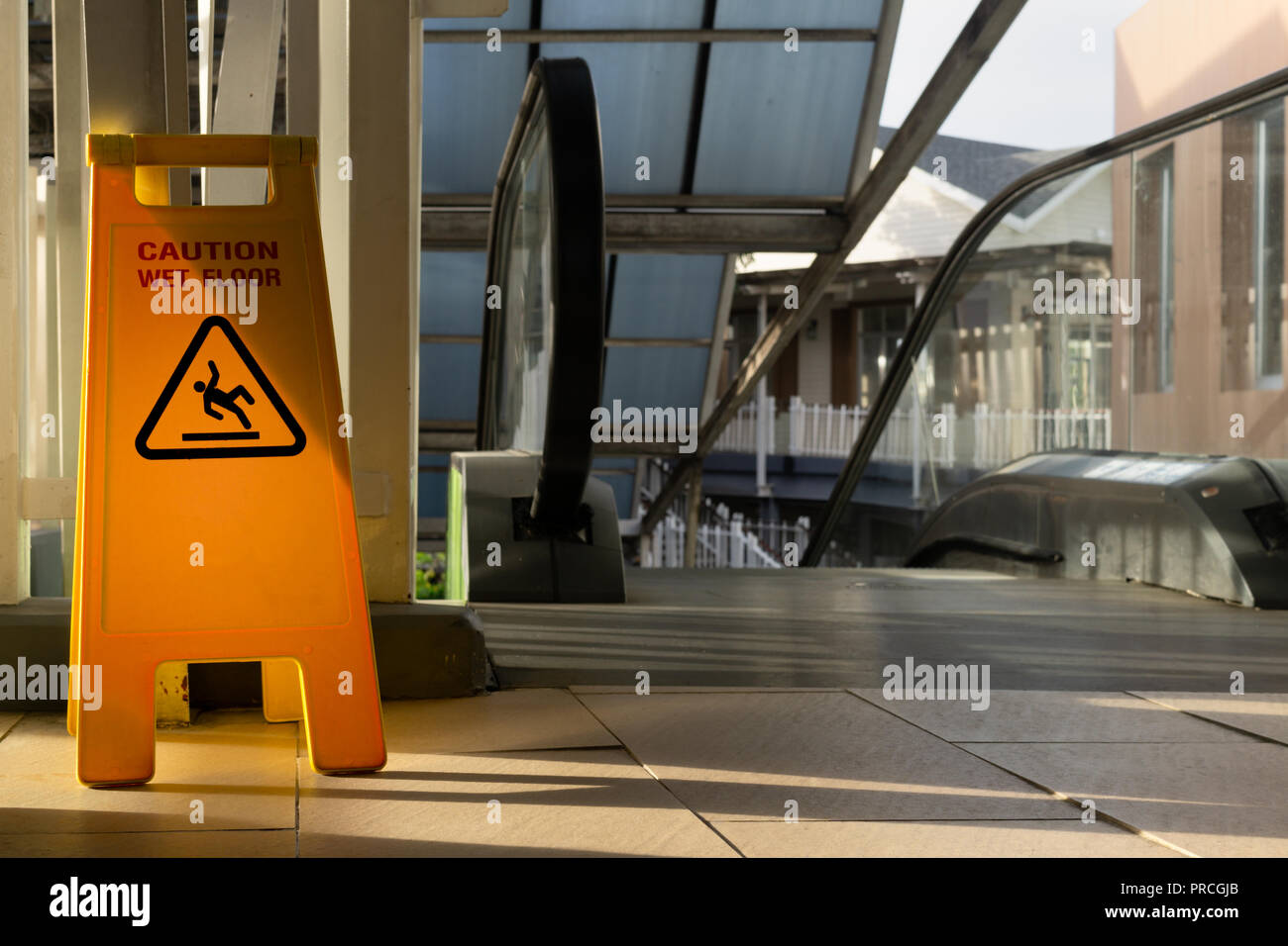 Warning Stairs Slippery Wet Sign High Resolution Stock Photography and ...