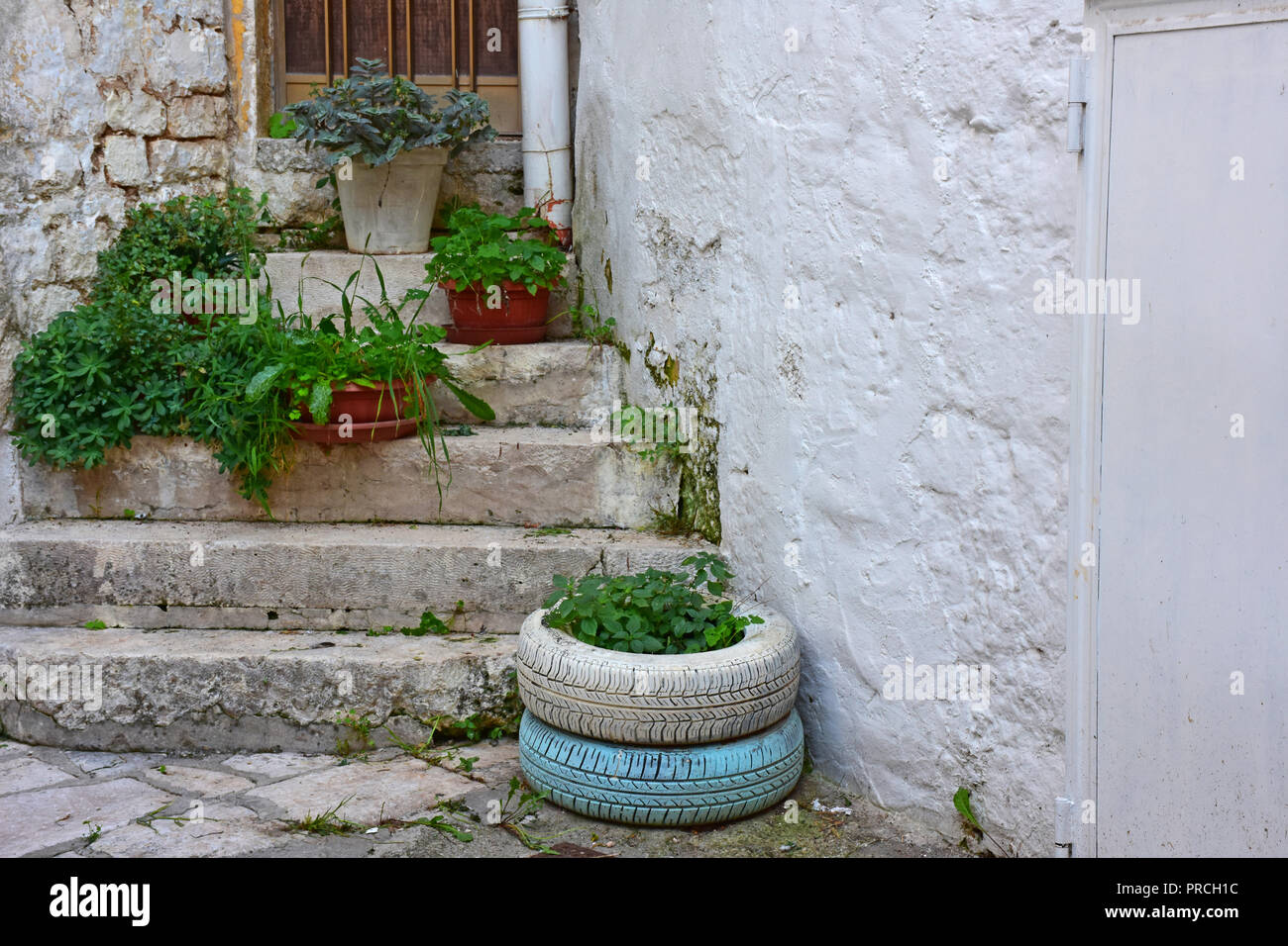 Italy, Casamassima, details, stairs, objects in the alleys of the old ...