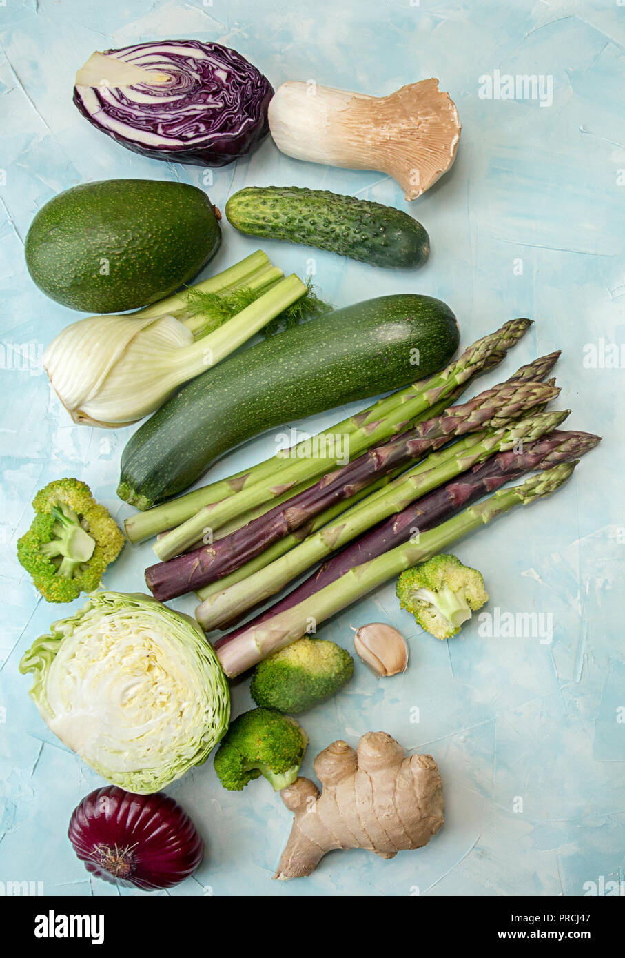 Set collection spring summer seasonal vegetables asparagus zucchini ...