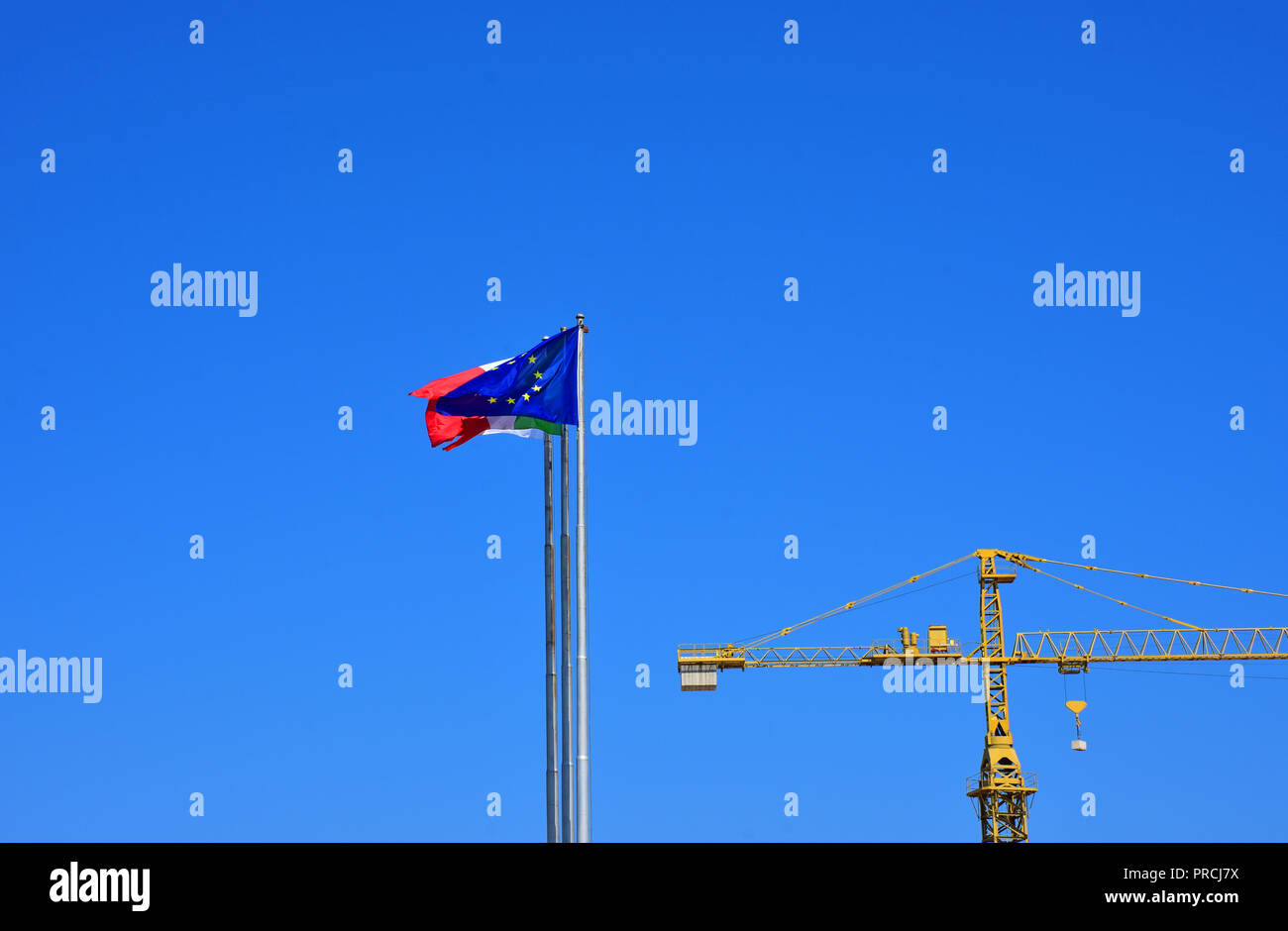 Flags waving construction site hi-res stock photography and images - Alamy