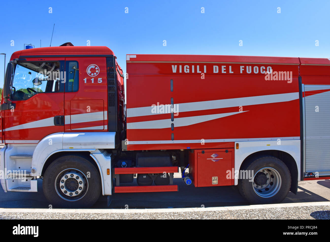 Modern and technological Italian truck for firefighters Stock Photo - Alamy