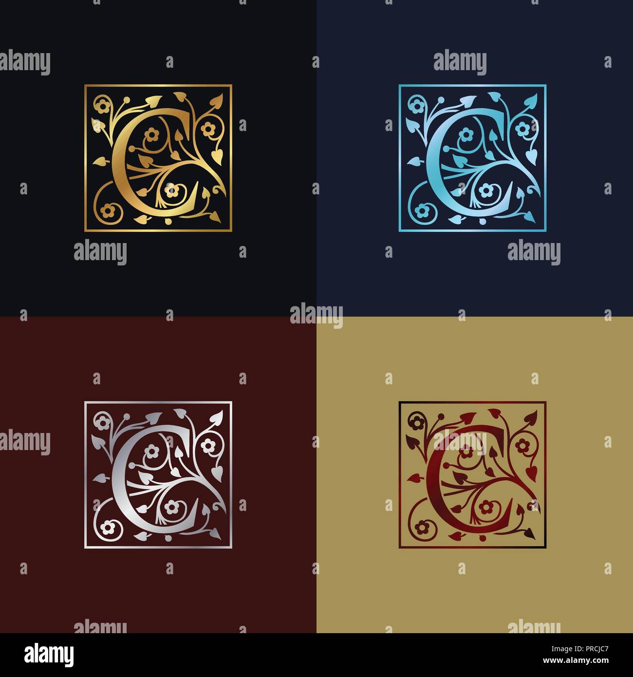 Letter c floral logo hi-res stock photography and images - Alamy