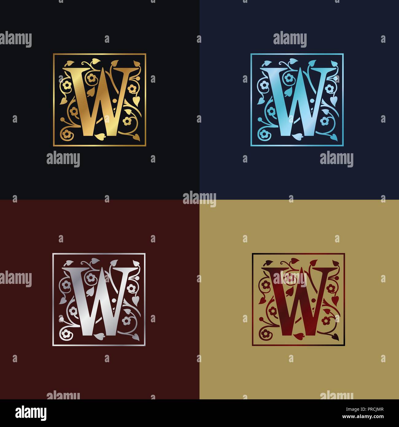 Vintage capital letter w Stock Vector Images - Alamy