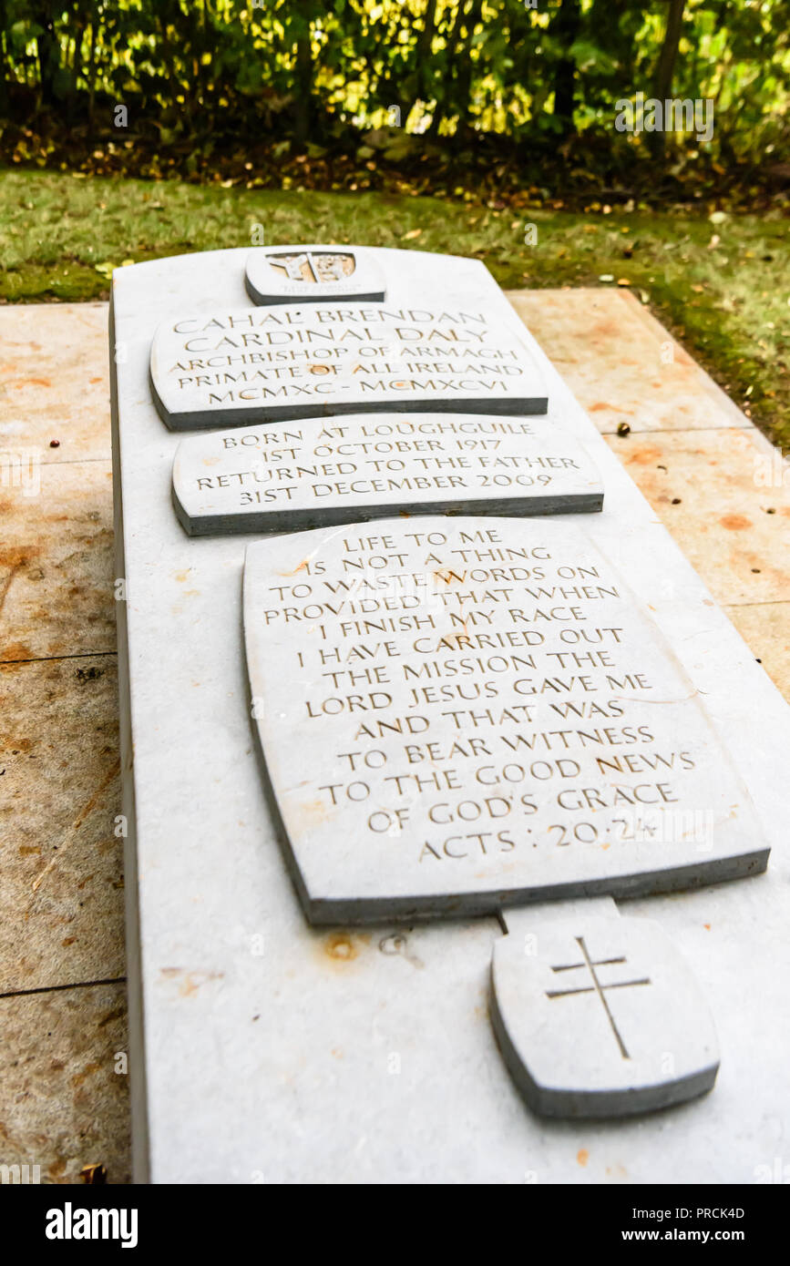 Gravestone at the grave of Cahal Brendan Cardinal Daly, former Primate ...