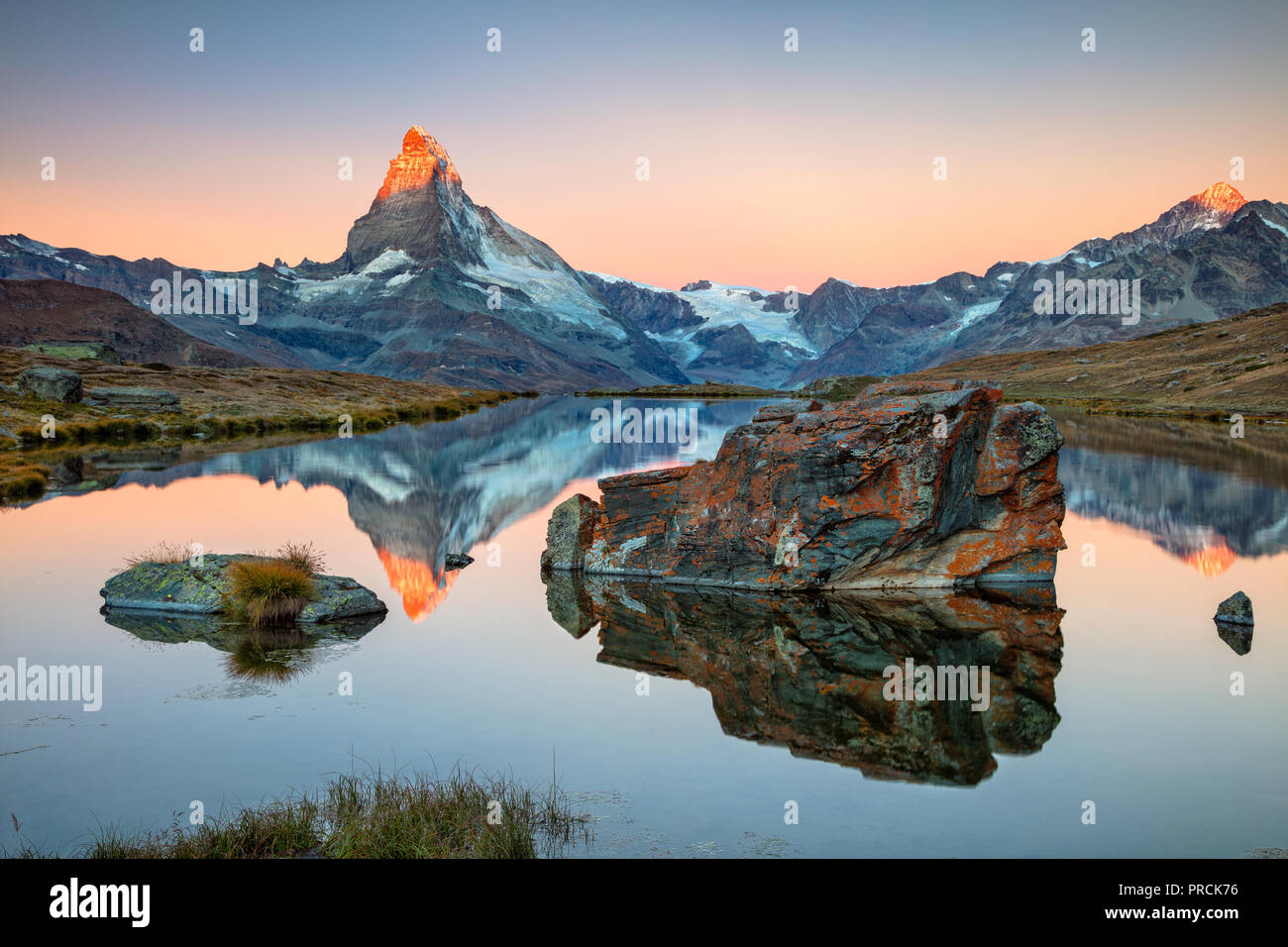 Matterhorn, Swiss Alps. Landscape image of Swiss Alps with Stellisee ...