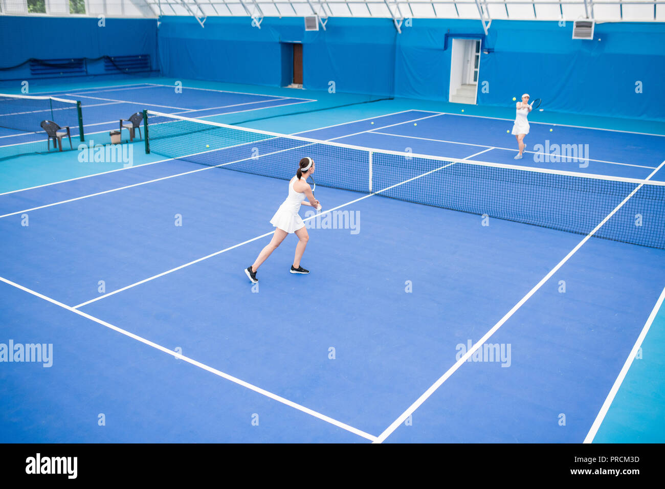 Tennis Match in Court Stock Photo - Alamy