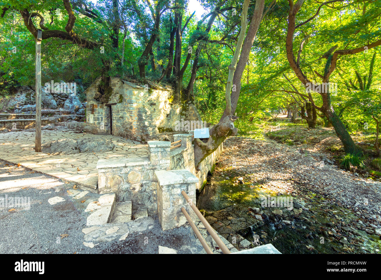 Agia Theodora church in Isaris Peloponnese, Greece. On the roof of the ...