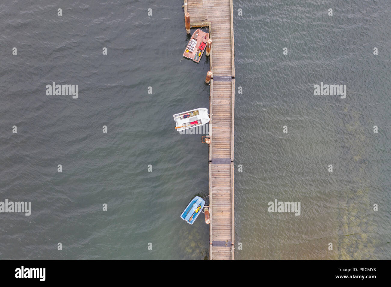 Aerial view of small boats on a pier Stock Photo - Alamy