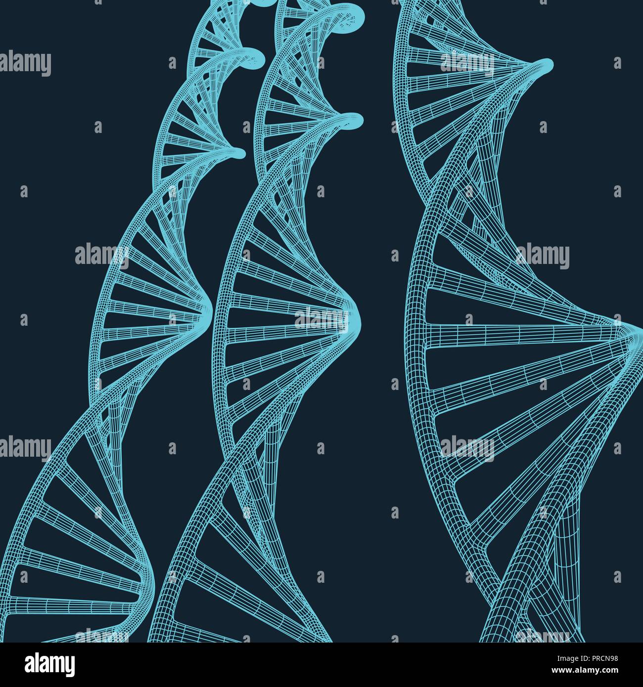 Grey DNA with polygon line on blue background. Polygonal space low poly ...