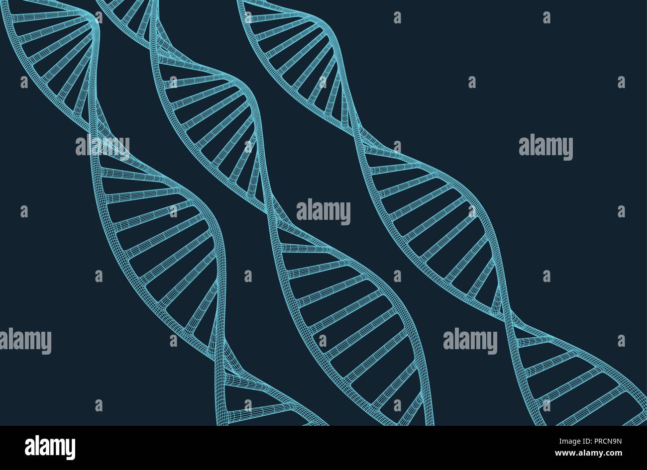 Grey DNA with polygon line on blue background. Polygonal space low poly ...