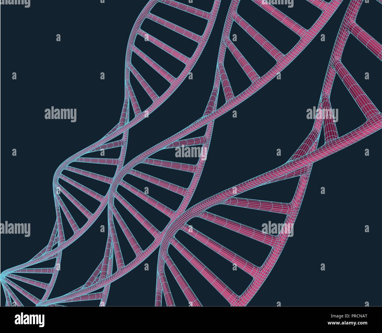 Grey DNA with polygon line on blue background. Polygonal space low poly ...