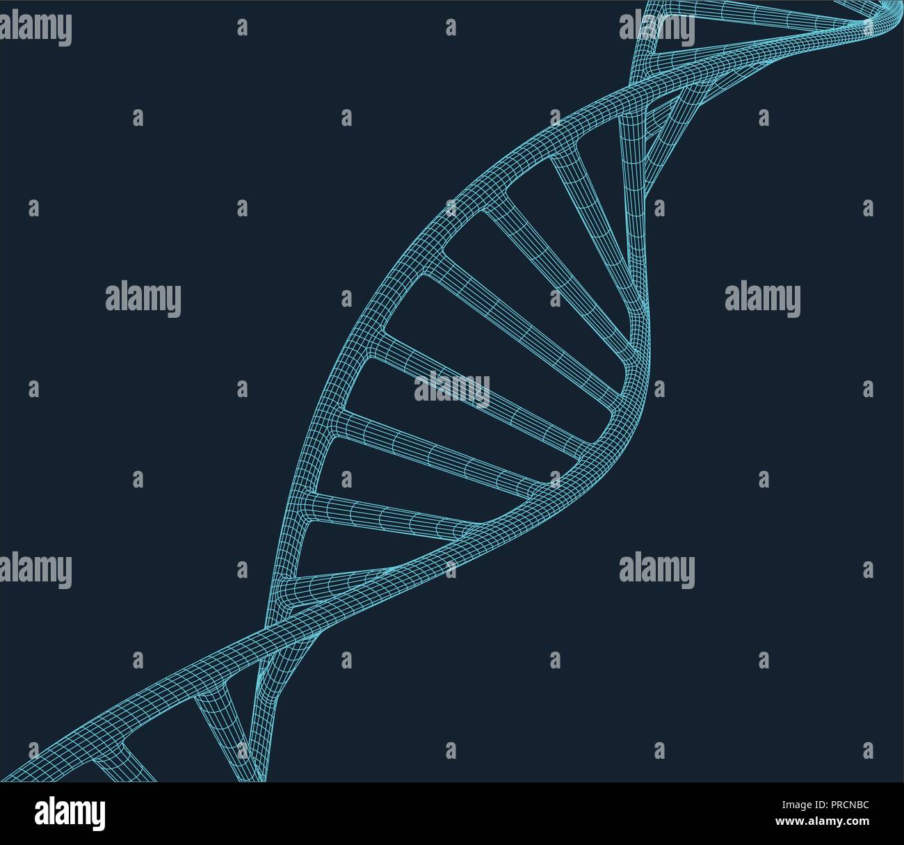 Grey DNA with polygon line on blue background. Polygonal space low poly ...