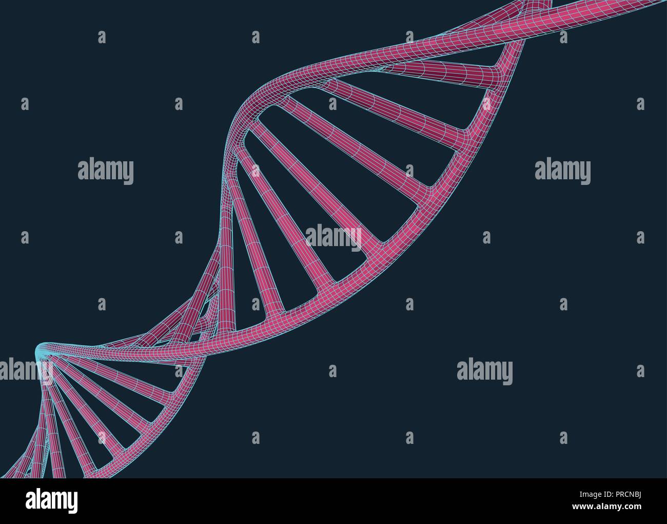 Grey DNA with polygon line on blue background. Polygonal space low poly ...