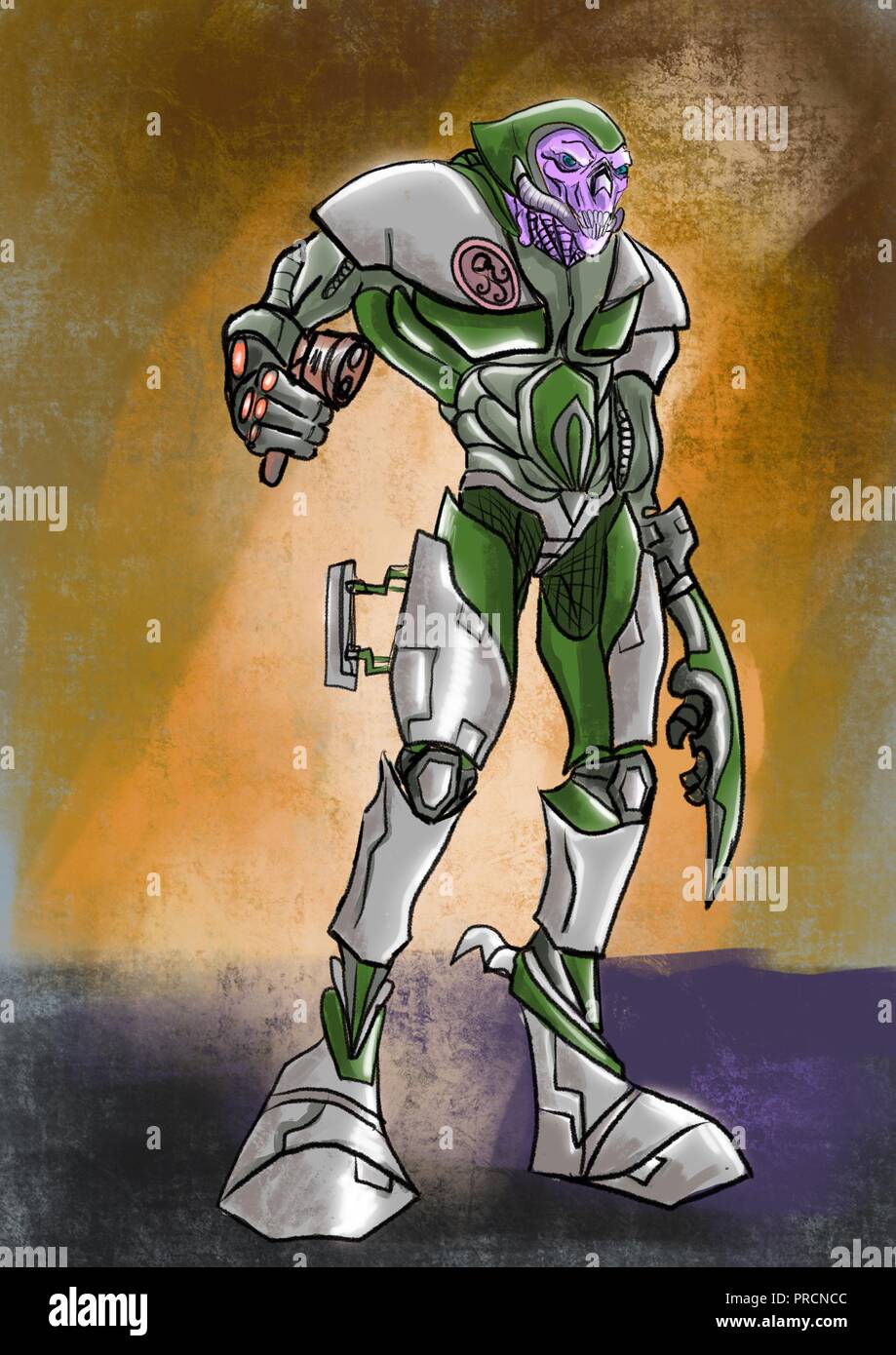 alien bounty hunter illustration Stock Photo - Alamy