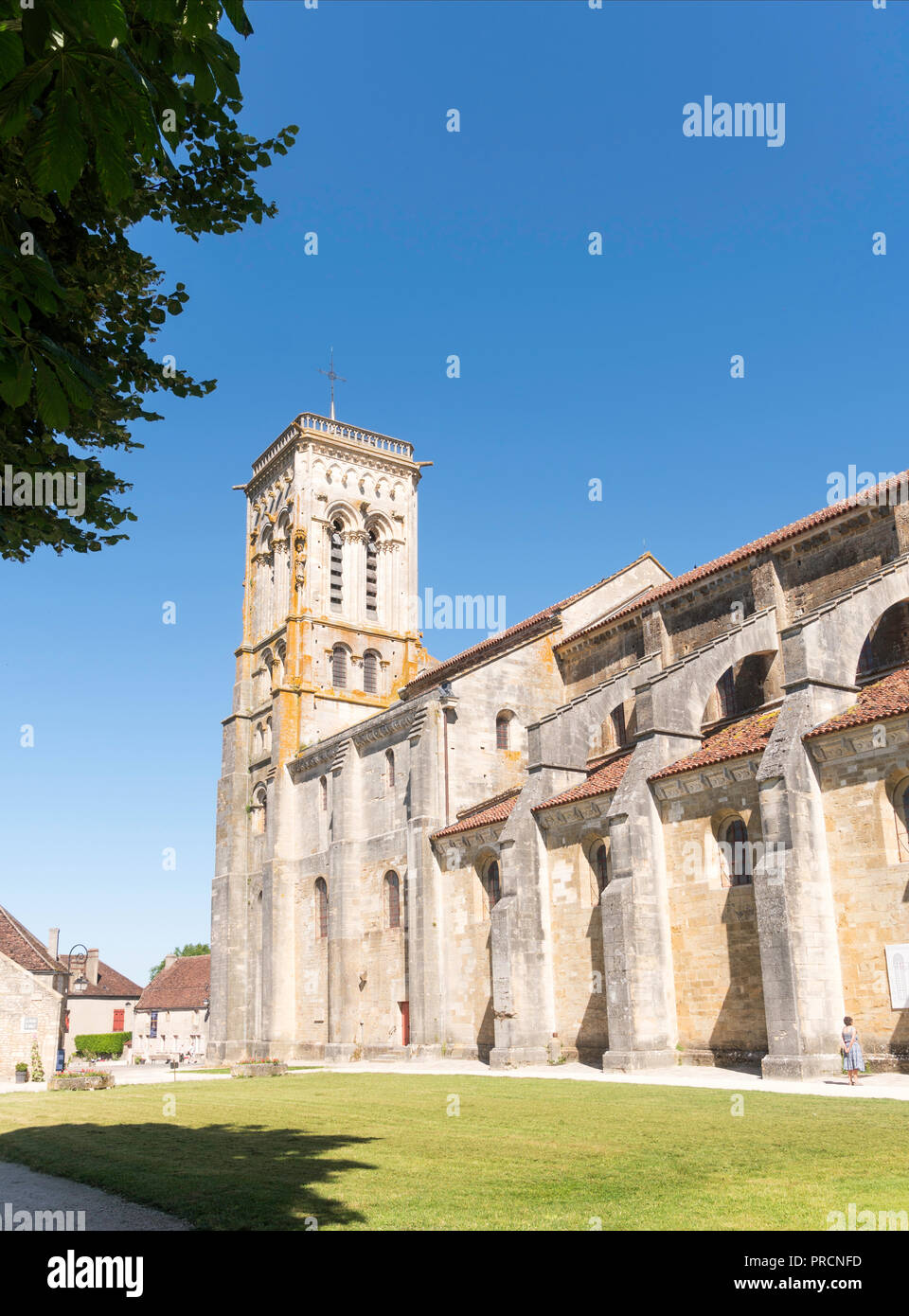 South facade and bell tower of La Basilique Sainte-Marie-Madeleine ...