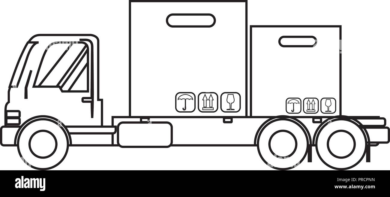 truck vehicle with carton boxes vector illustration design Stock Vector ...
