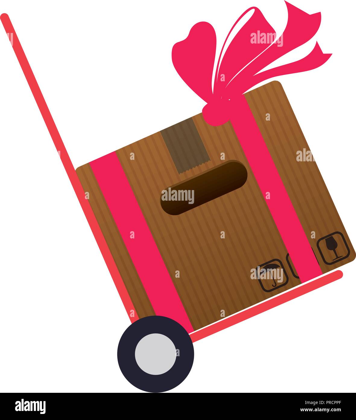 packing box carton with ribbon in cart vector illustration design Stock ...