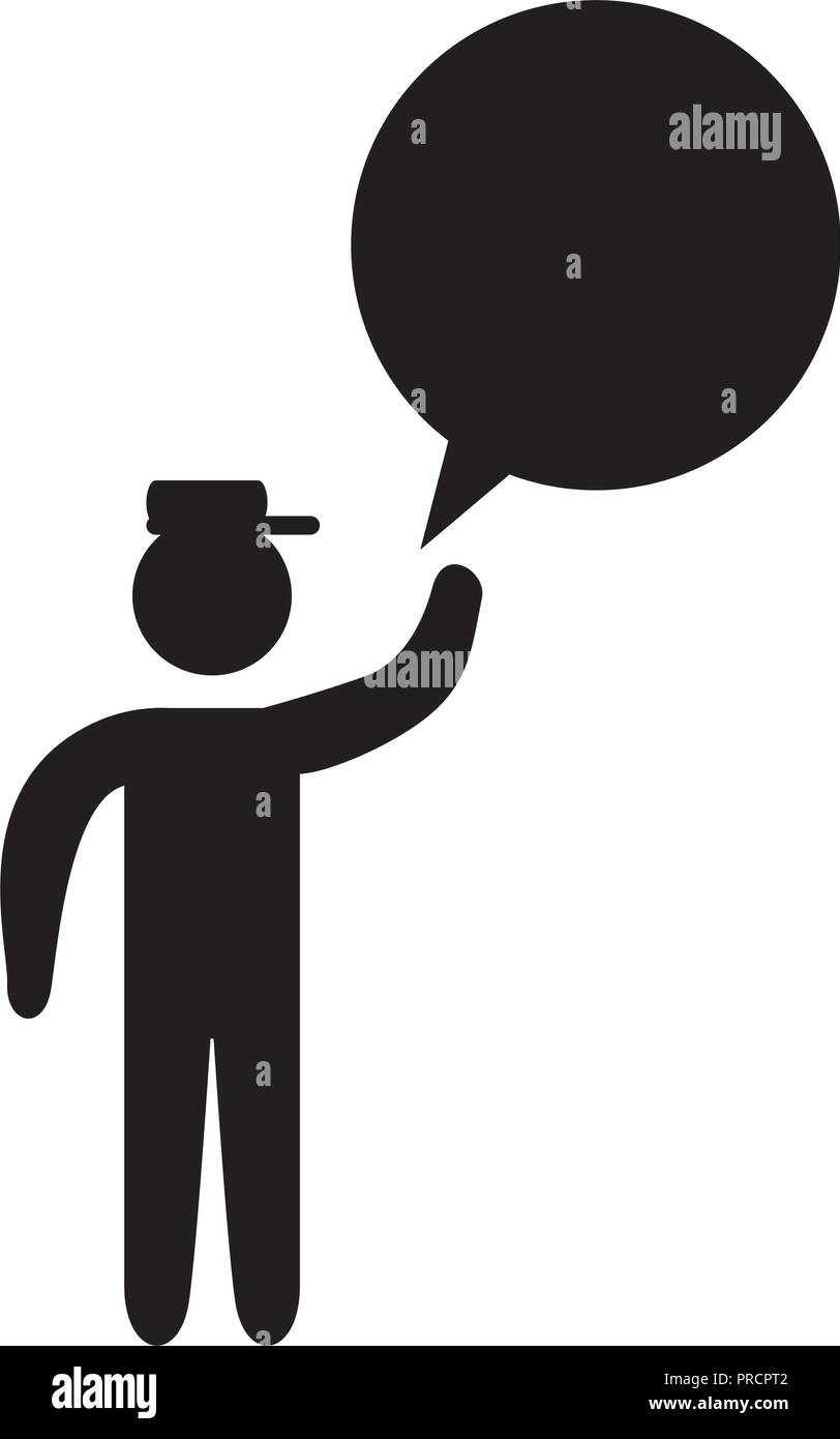 an figure silhouette with cap talking vector illustration design Stock ...