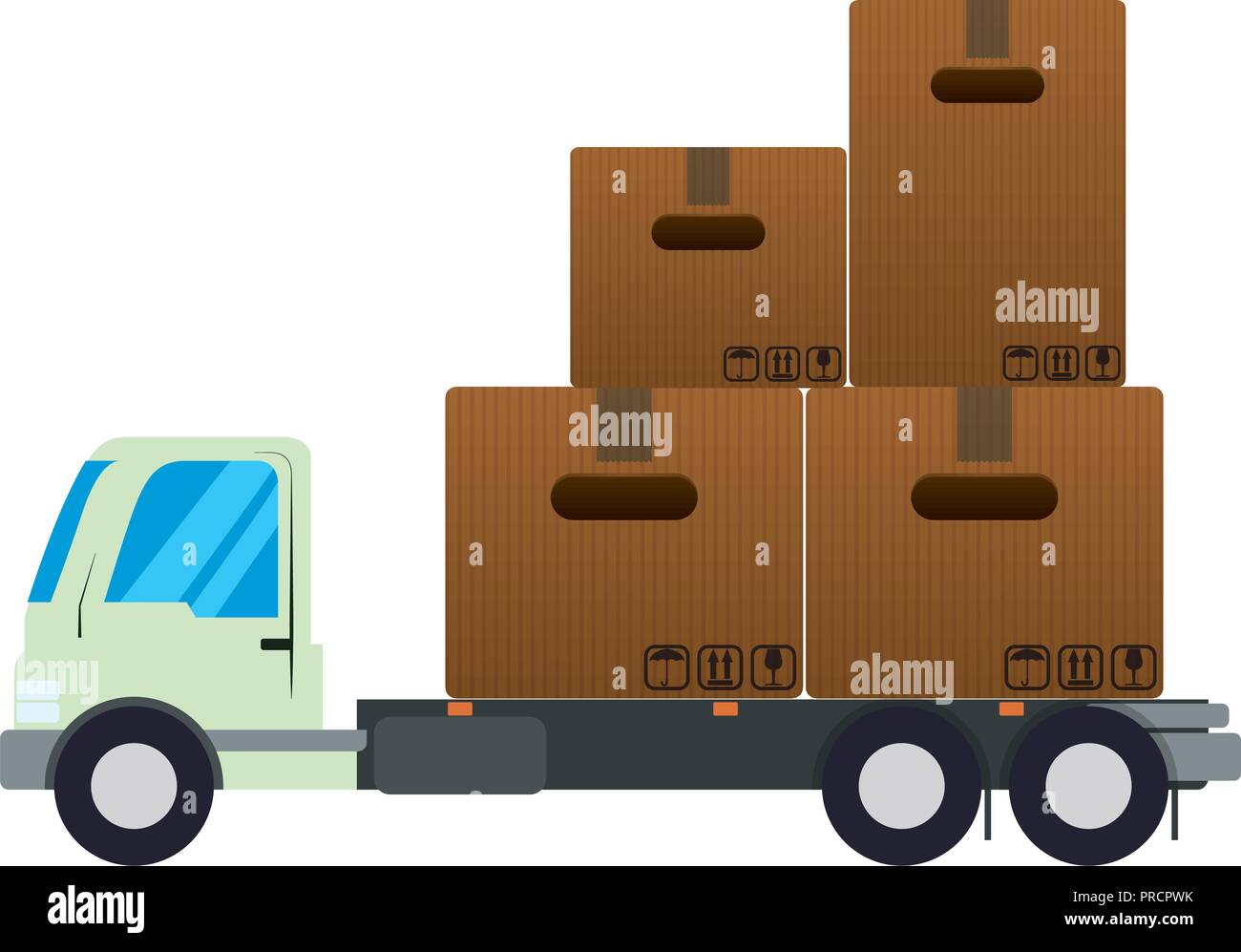 truck vehicle with carton boxes vector illustration design Stock Vector ...