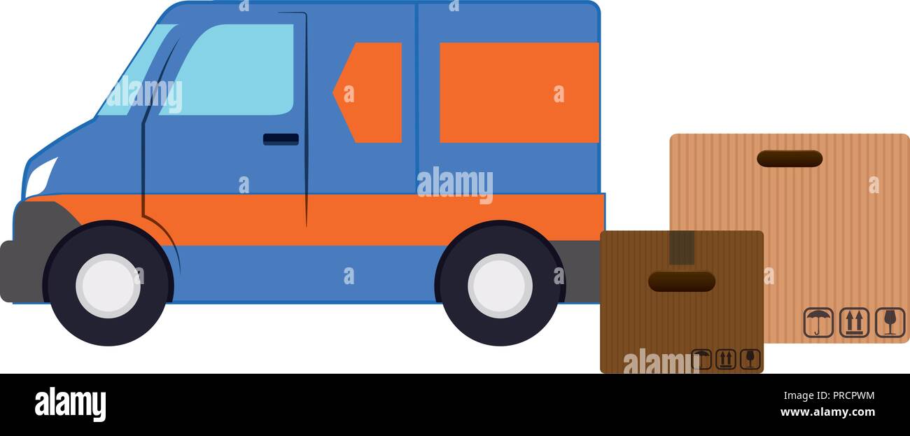 van vehicle with boxes vector illustration design Stock Vector Image ...