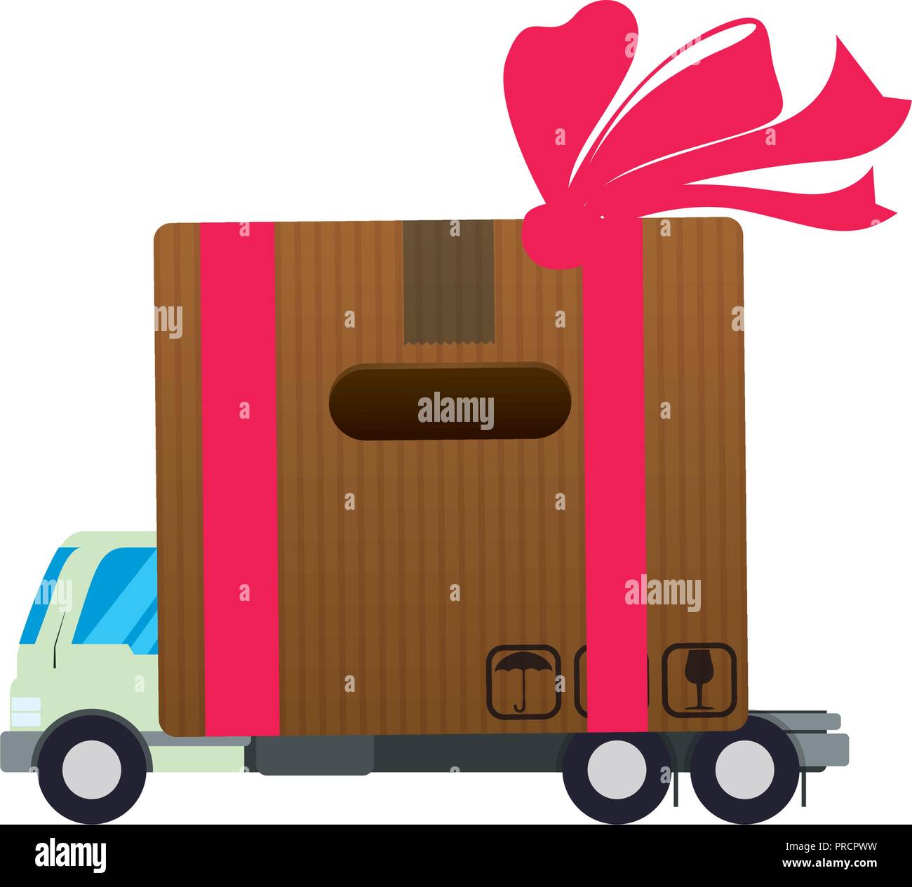 truck vehicle with box carton vector illustration design Stock Vector ...