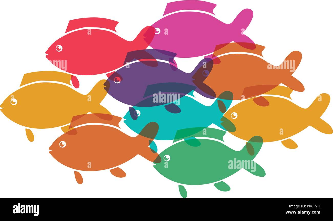 shoal fish animals isolated icon vector illustration design Stock ...