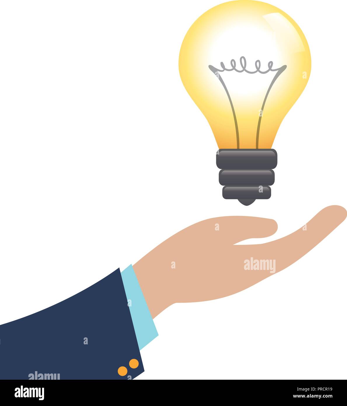 hand lifting bulb light idea vector illustration design Stock Vector ...