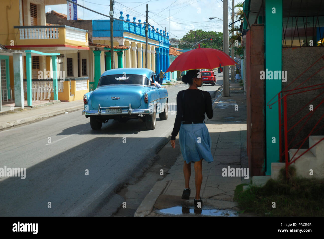 Colourful columns in a street in Pinar del Rio, Cuba Stock Photo - Alamy