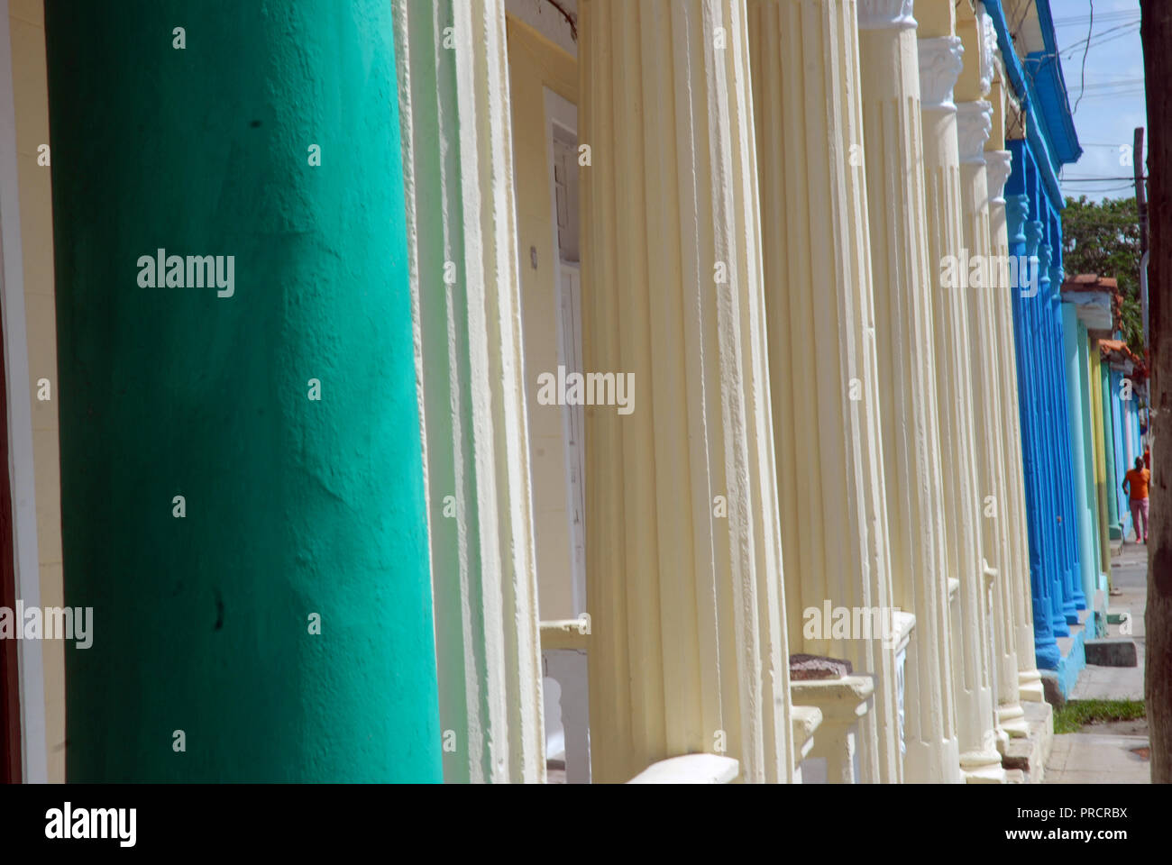 Colourful columns in a street in Pinar del Rio, Cuba Stock Photo - Alamy