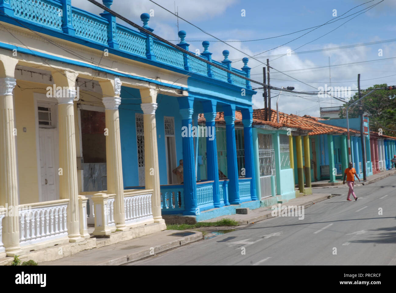 Colourful columns in a street in Pinar del Rio, Cuba Stock Photo - Alamy