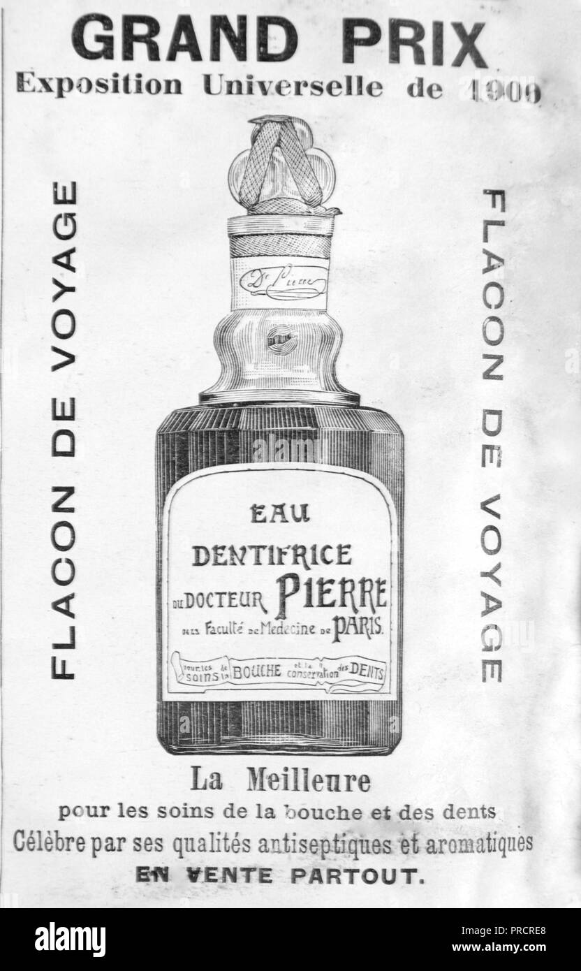 Old French publicity from the late 19th century from a newspaper Stock ...