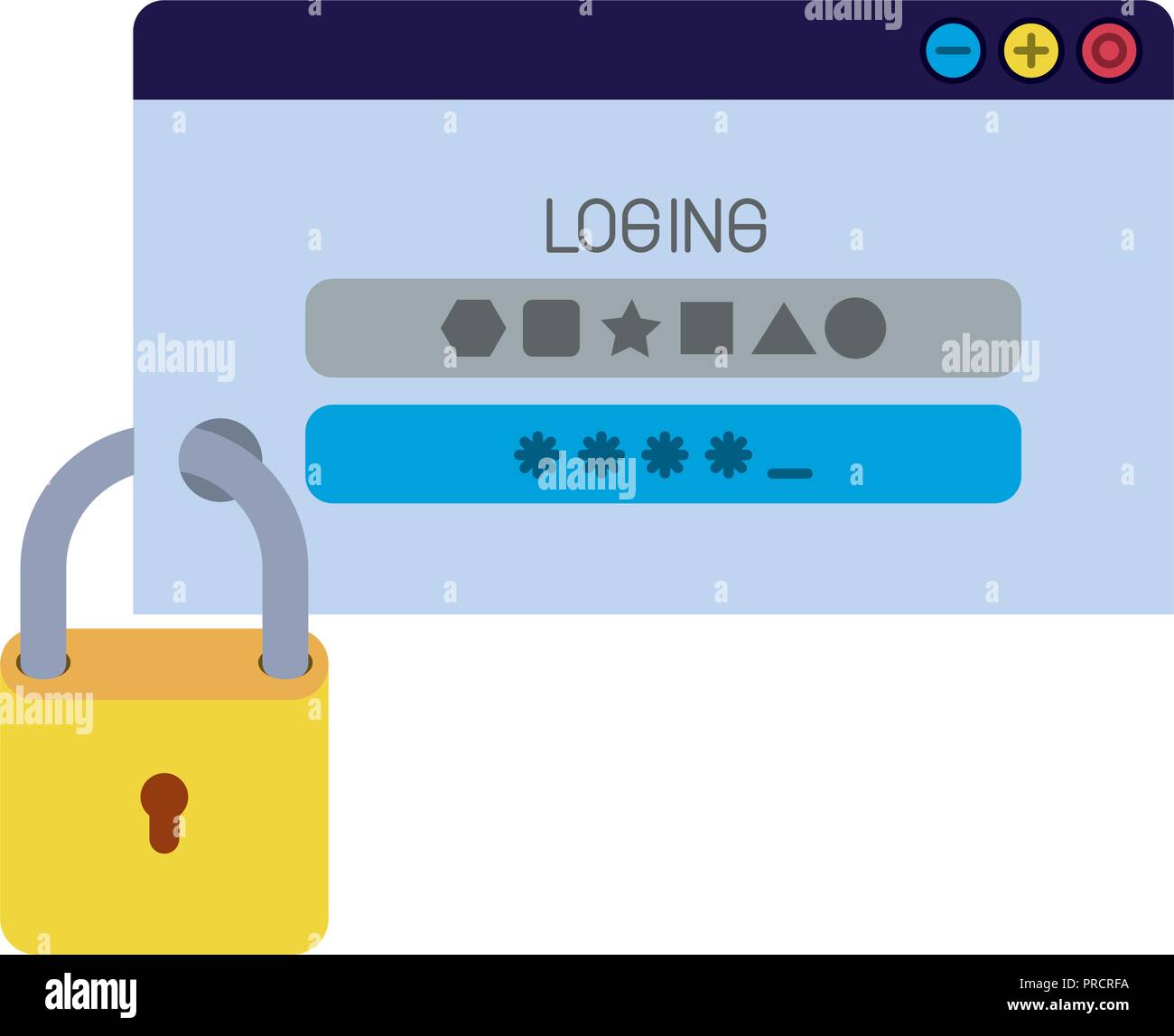 window with password and padlock isolated icons Stock Vector Image ...