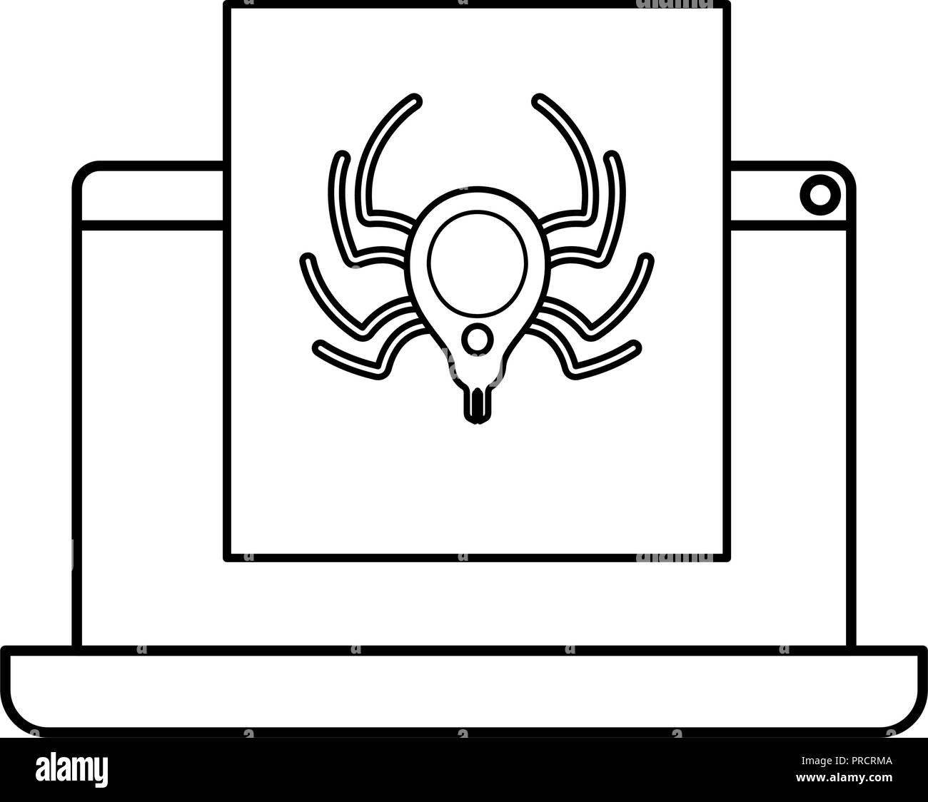 laptop screen with window and spider isolated icons Stock Vector Image ...