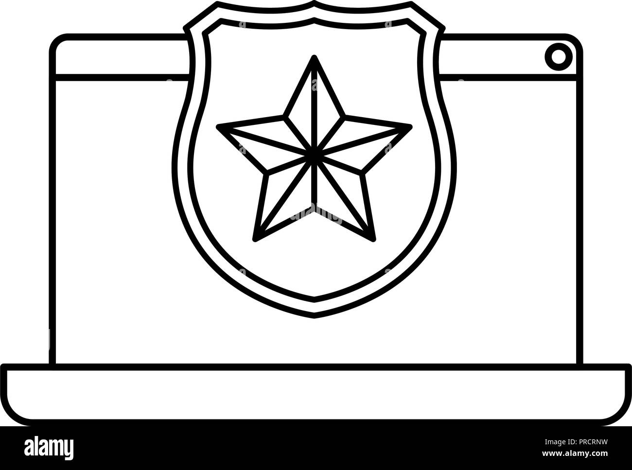 computer screen with shield isolated icon Stock Vector Image & Art - Alamy