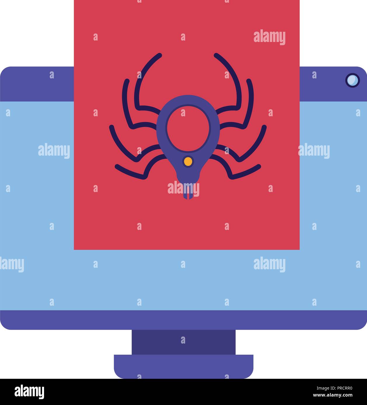 computer screen with window and spider isolated icons Stock Vector ...