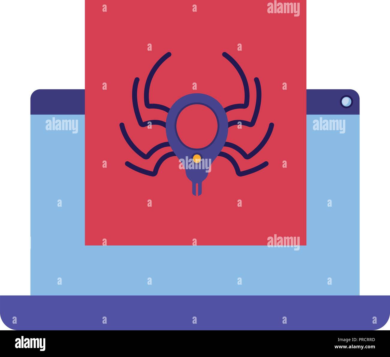 laptop screen with window and spider isolated icons Stock Vector Image ...