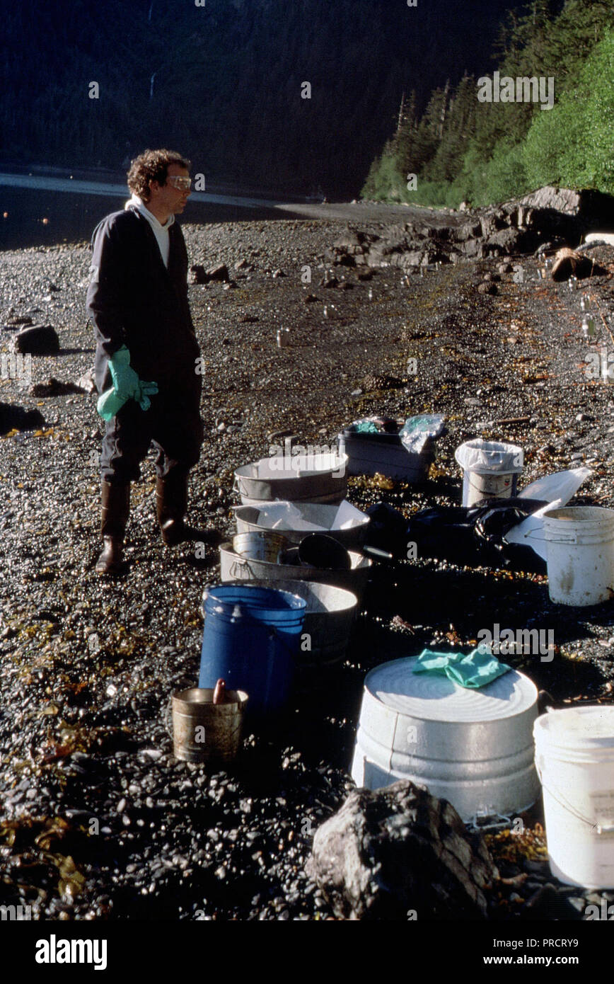 September 1996 - Hazardous Waste - Worker looking over cleanup ...