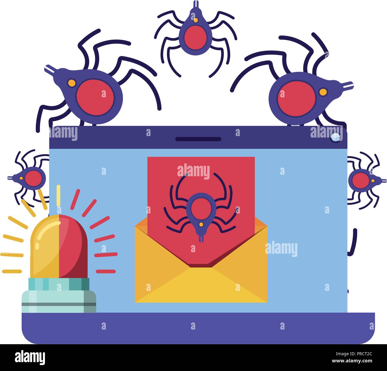 laptop screen with window and spider isolated icons Stock Vector Image ...
