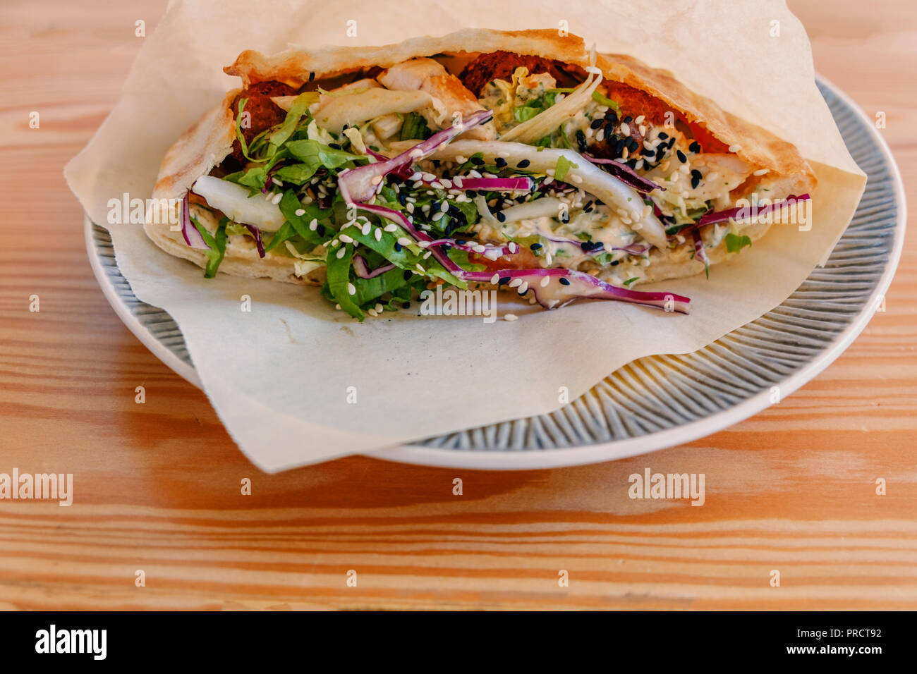 Chicken shaurma or shawerma on plate, famous arabian street food Stock ...