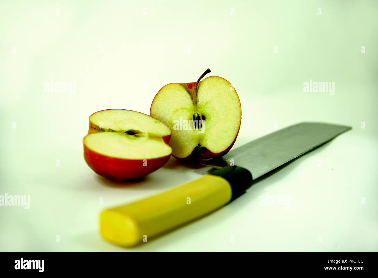 fresh red apple with stem isolated on white background with clipping ...