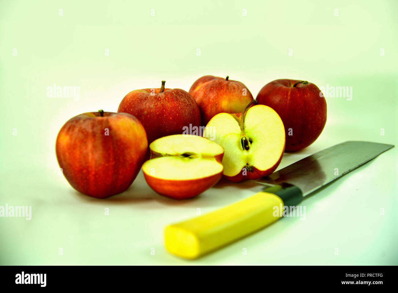 fresh red apple with stem isolated on white background with clipping ...